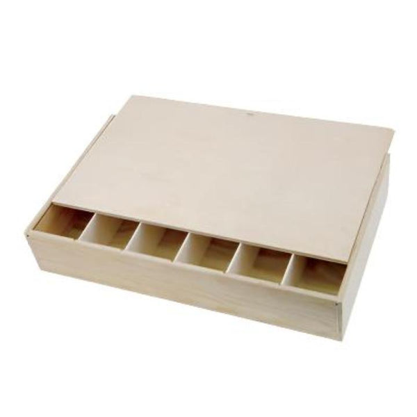 6 Bottle Flat Wooden Box - Sliding Lid - Reserve Wines